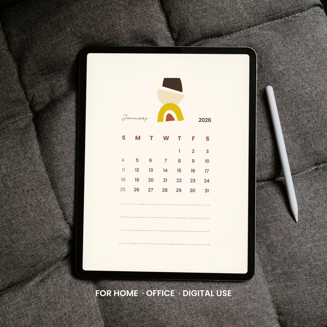 2026 Boho Printable Calendar Sunday Start Digital Download Aesthetic ...