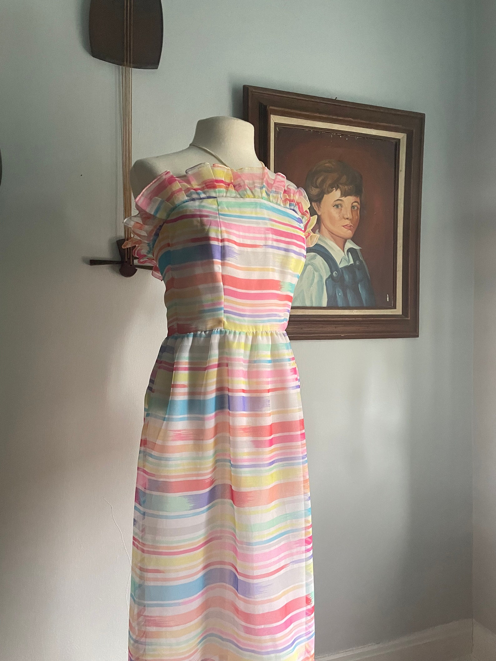 Late 1970s Rainbow Chiffon Dress - Etsy