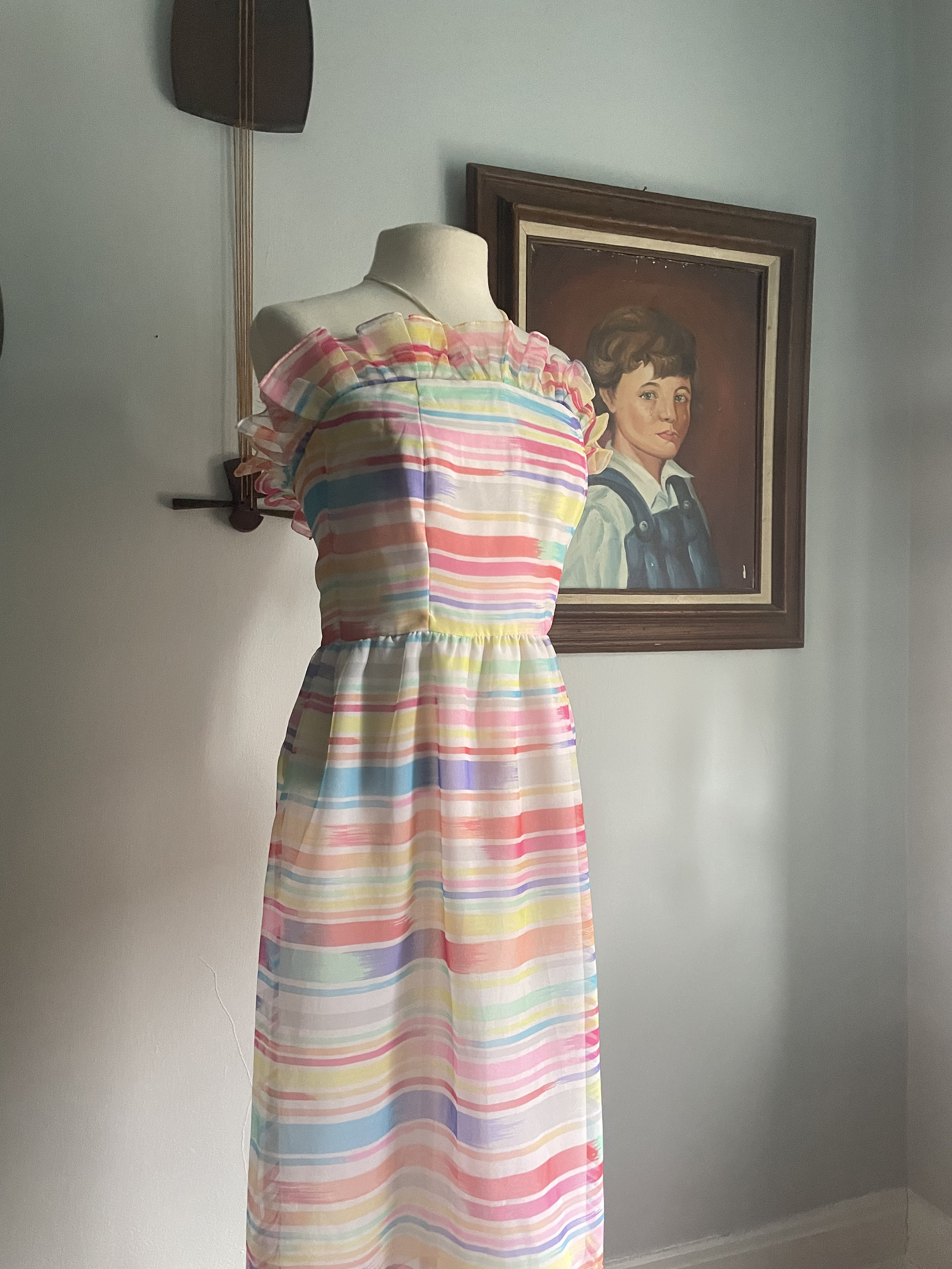 Late 1970s Rainbow Chiffon Dress - Etsy