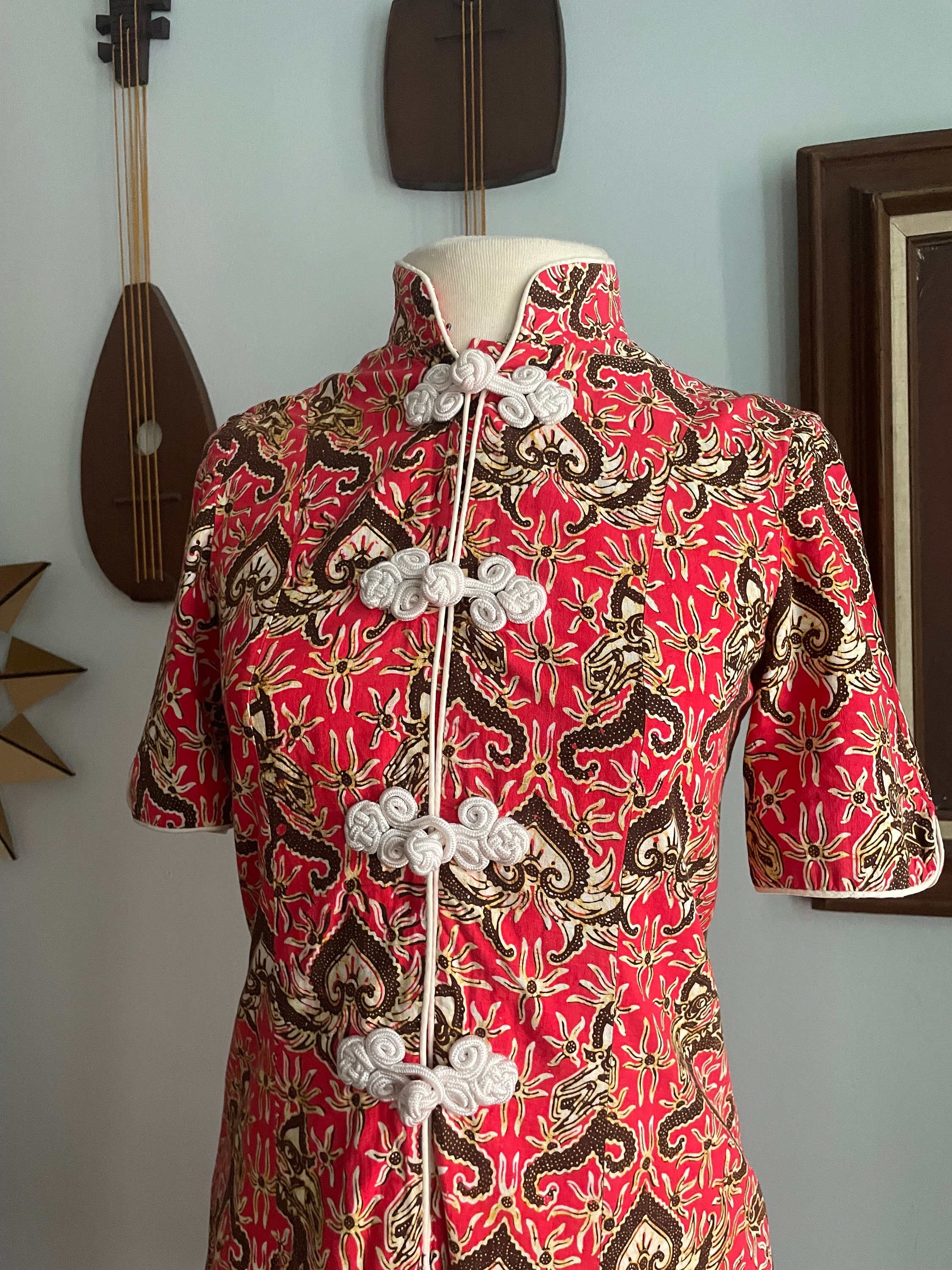 1960s Batik Mandarin Collar Dress - Etsy