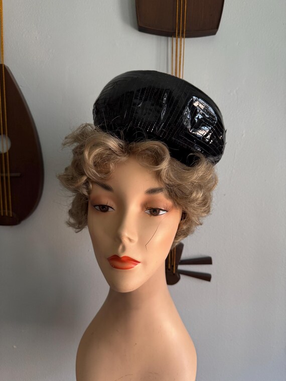 1960s Black Patent Hat by Chanda for Marshall Field - Gem