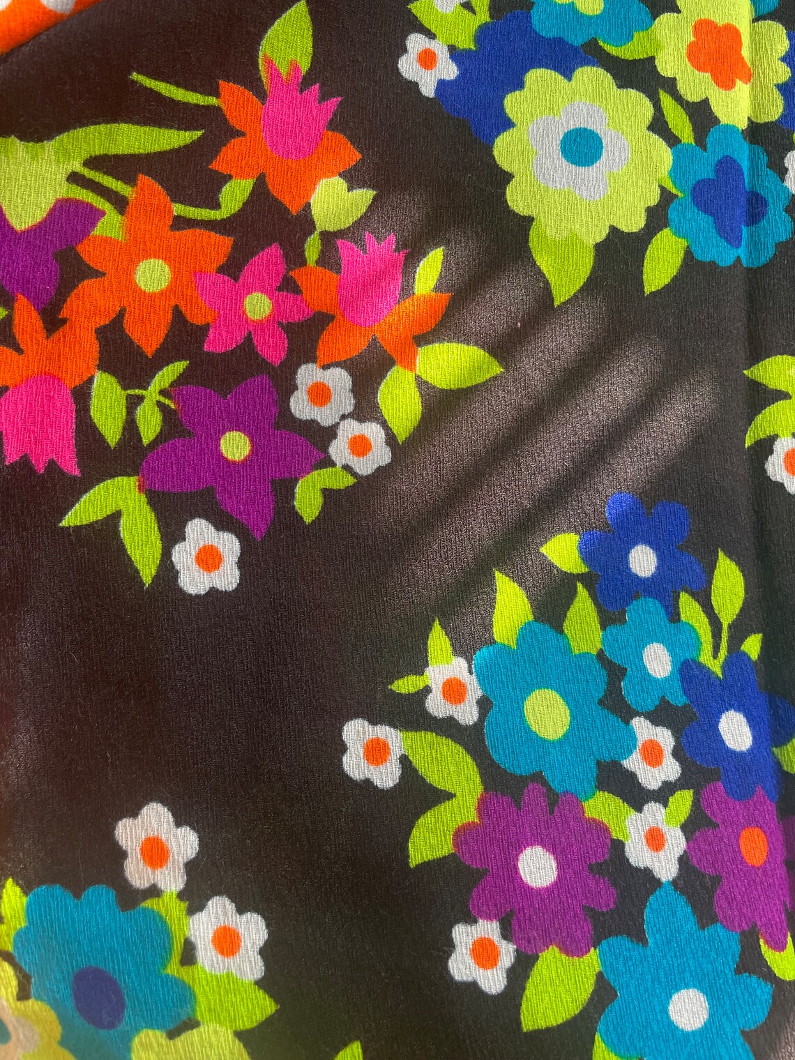 1970s Neon Flower Maxi Skirt - Etsy