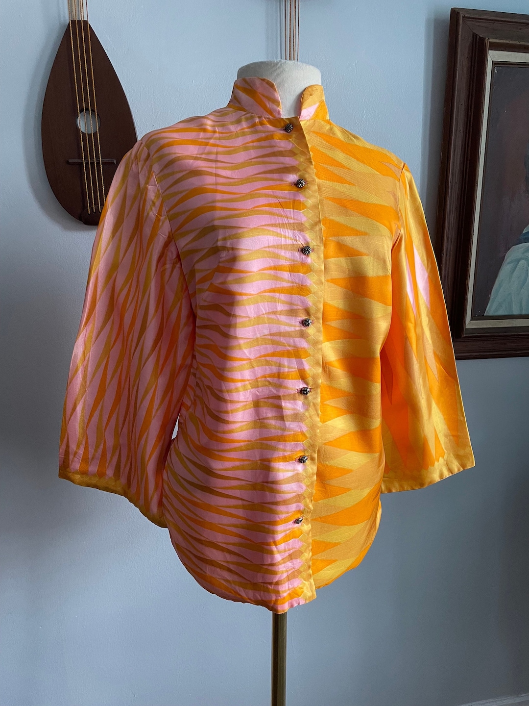 1960s Alex Coleman Printed Hostess Jacket With Gold Buttons - Etsy