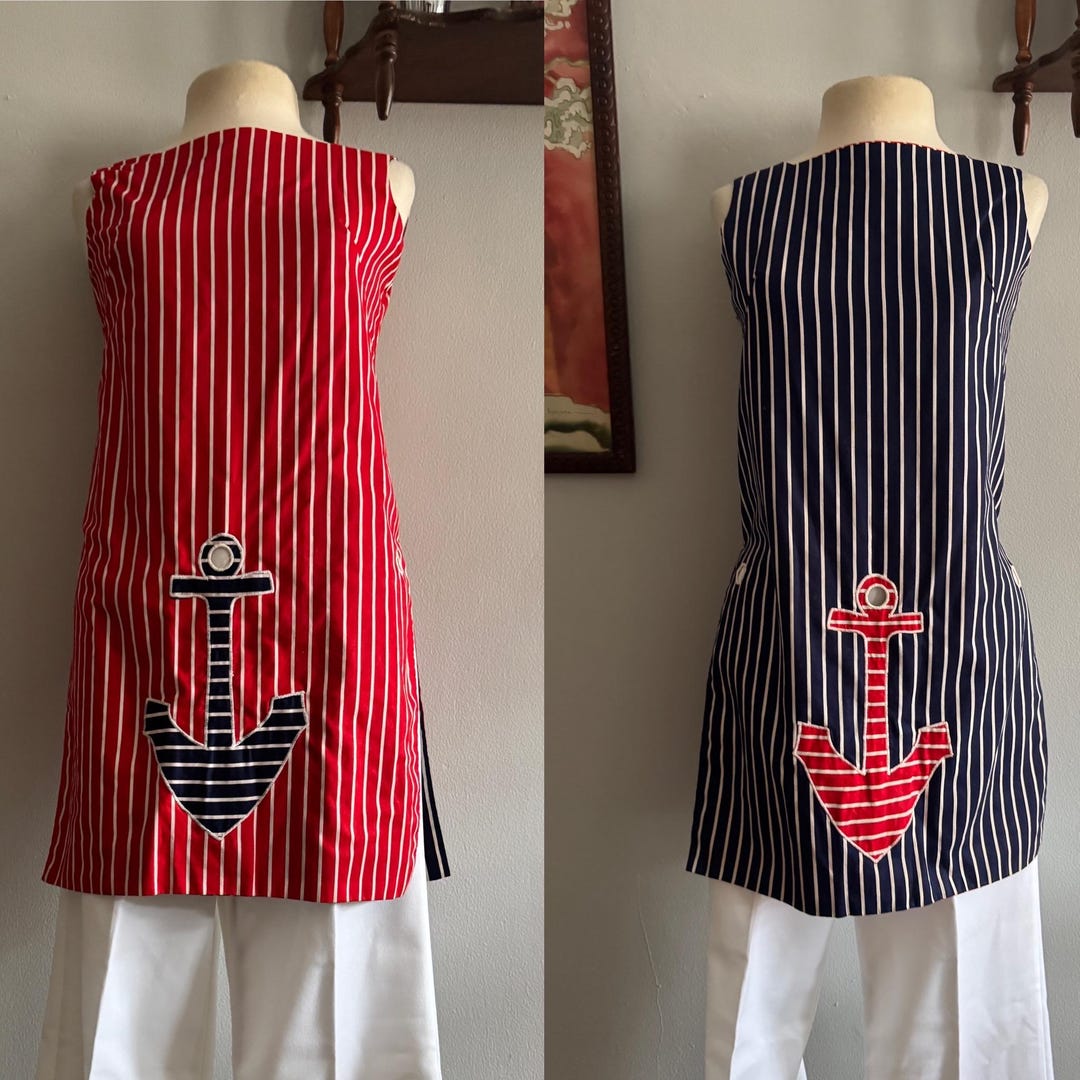 1960s Reversible Striped Anchor Tunic Top - Etsy