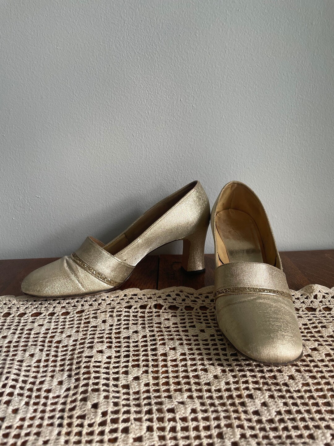 1960s Gold Lurex Heels From Sears - Etsy