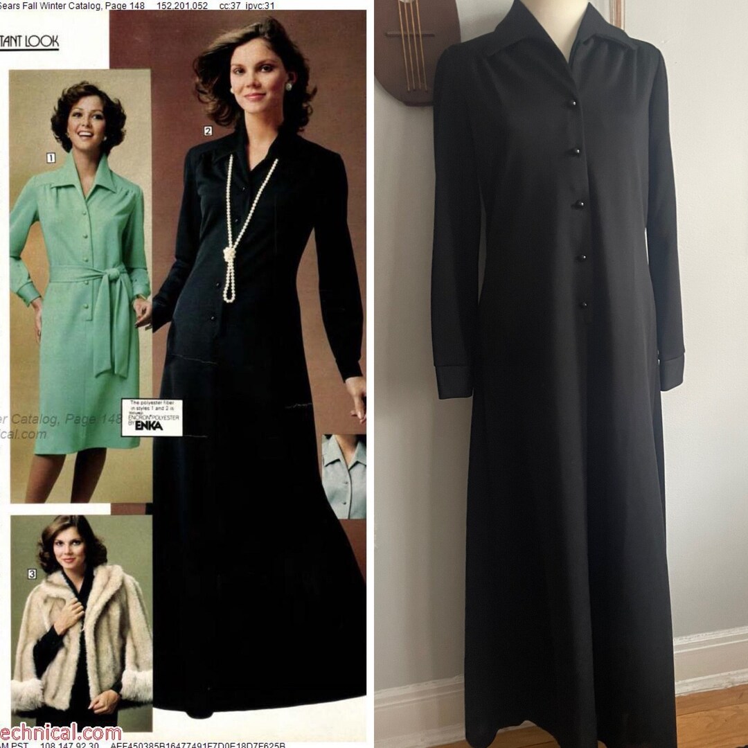 Sears Black Shirt Dress From FW 1976 - Etsy