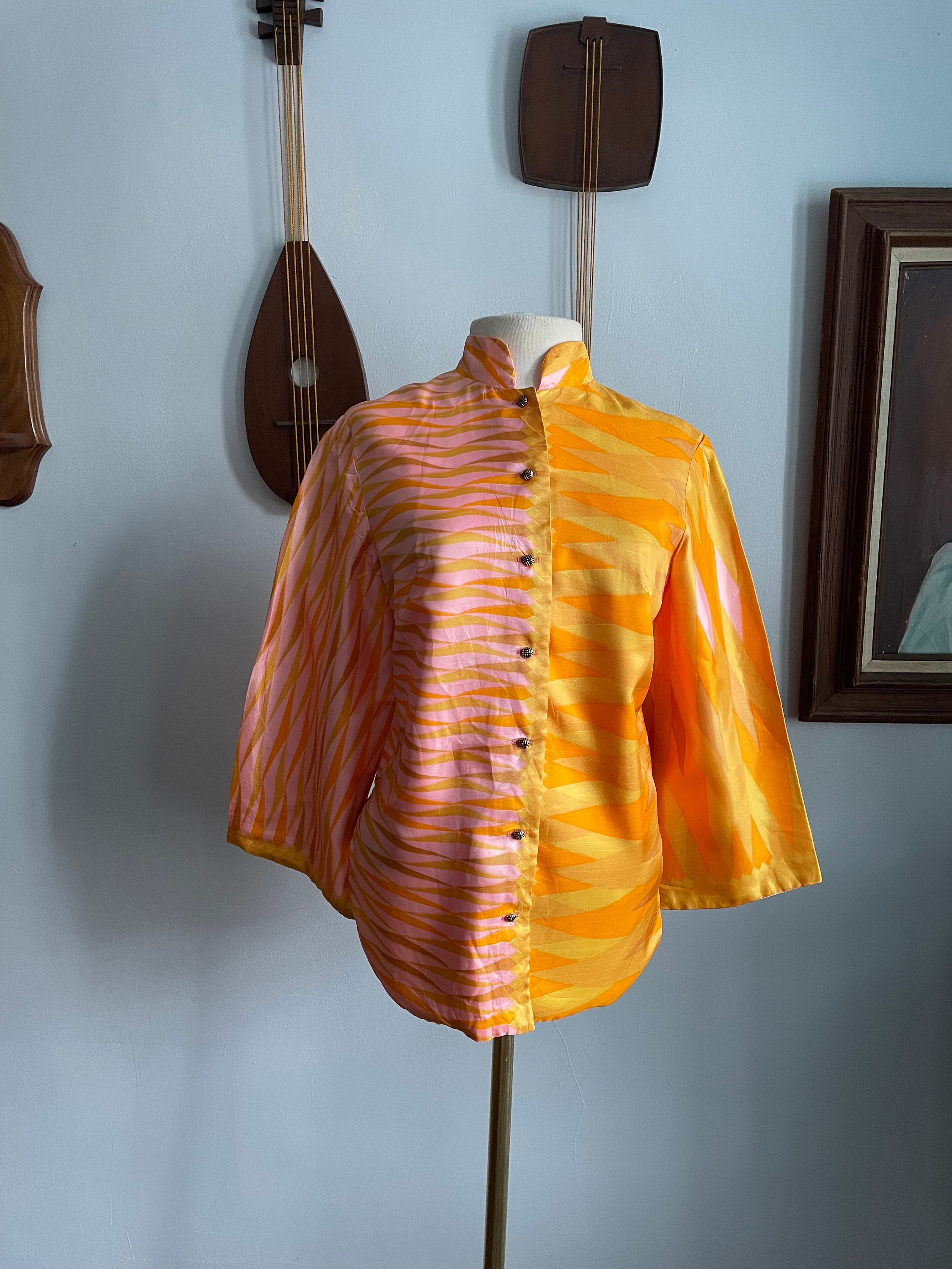 1960s Alex Coleman Printed Hostess Jacket With Gold Buttons - Etsy