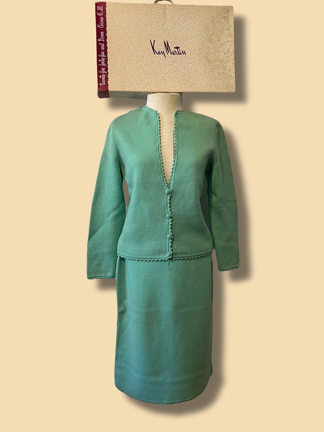 New in Box 1960s Stuart Mackey for Kay Martin Aqua Knit Set - Etsy