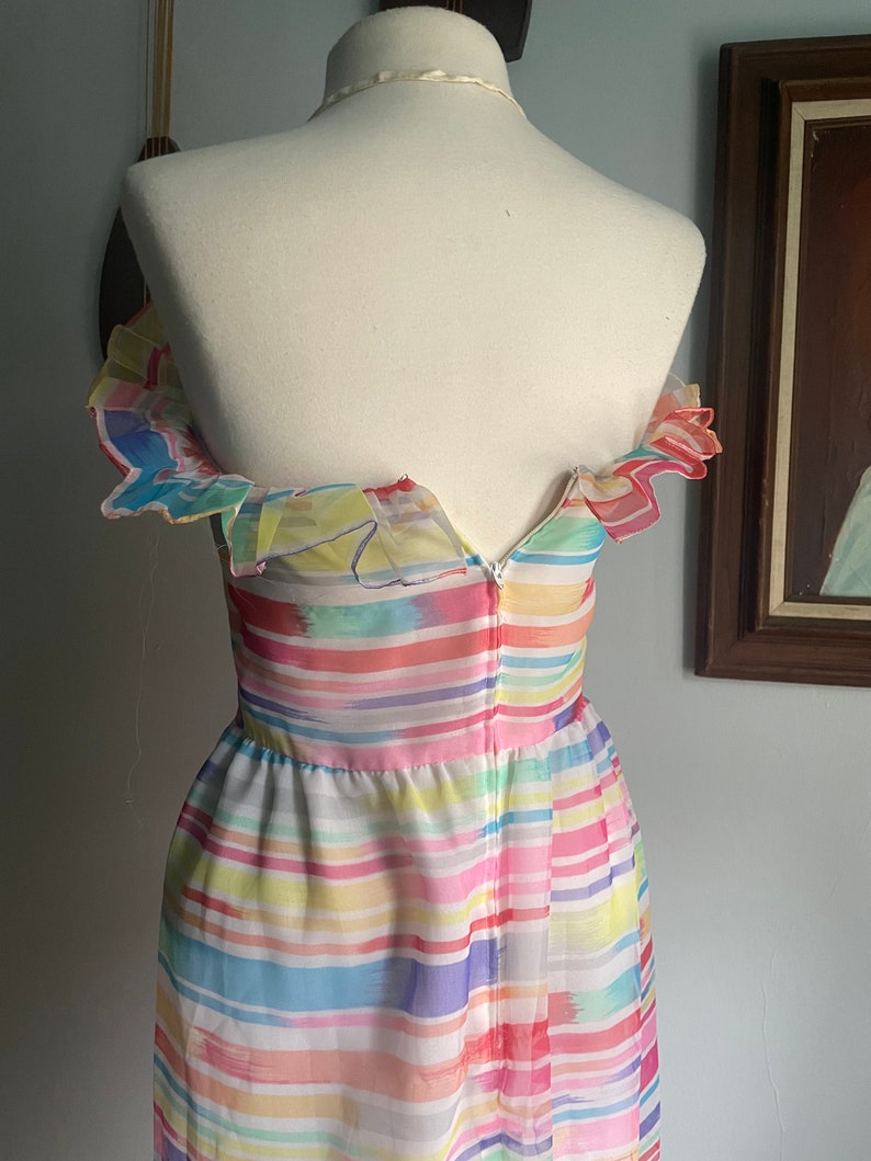 Late 1970s Rainbow Chiffon Dress - Etsy