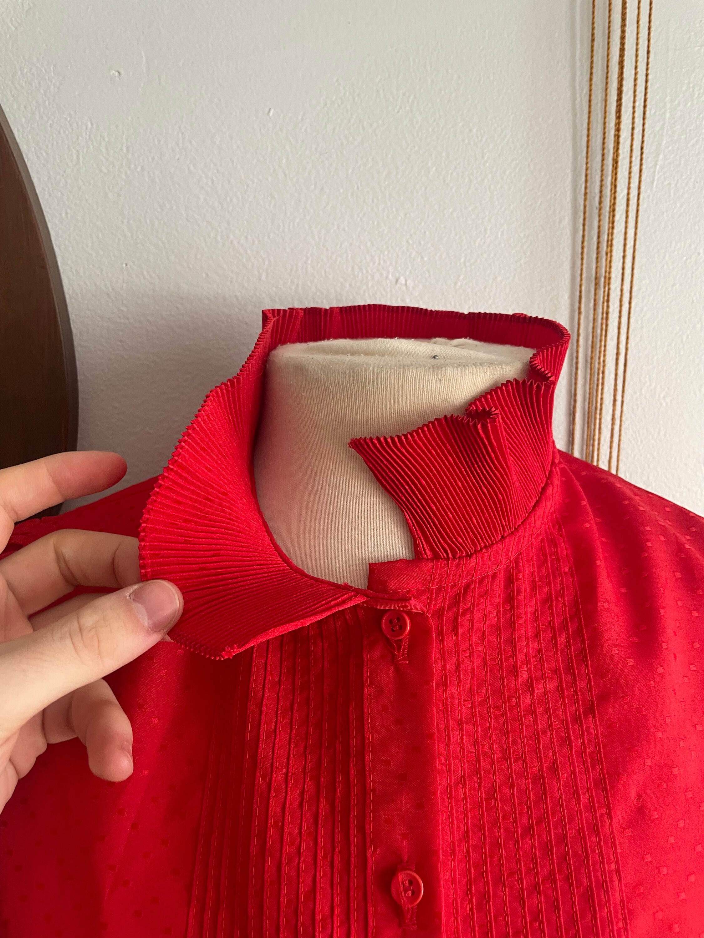 1970s College Town Edwardian Revival Blouse With Accordion Pleat Collar - Etsy