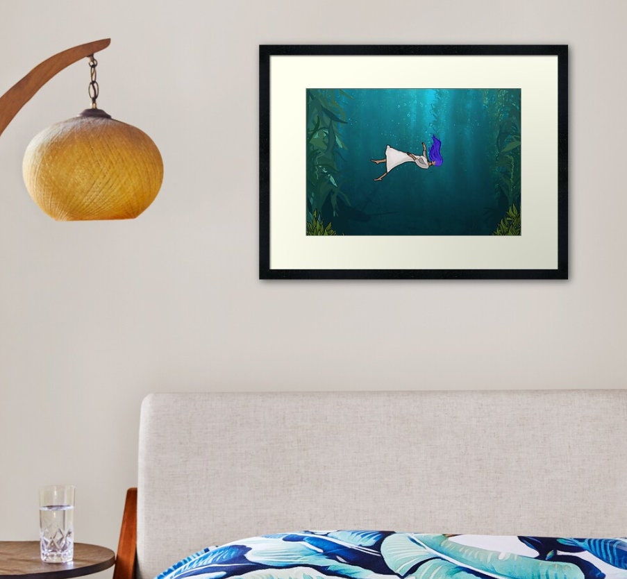 Girl in the Deep Sea Wall Decor - Etsy