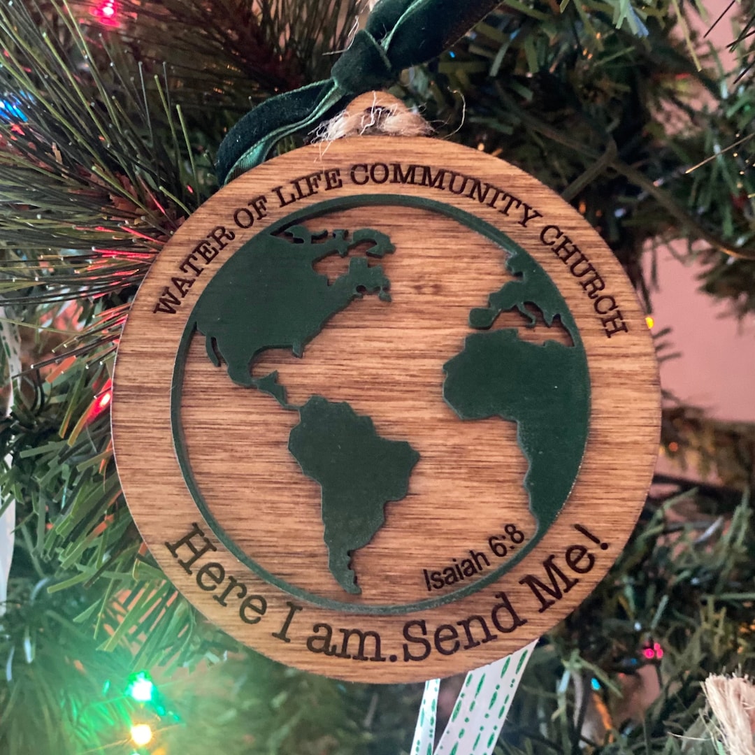 Mission Minded Christmas Ornament- Bible Verse Ornament- Here I Am ...