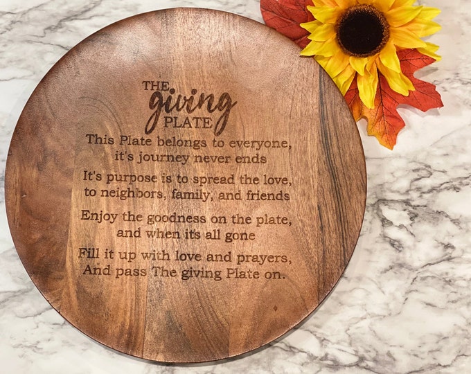Laser Engraved Acacia Wood Giving Plate - Holiday Tradition (11 Inch ...