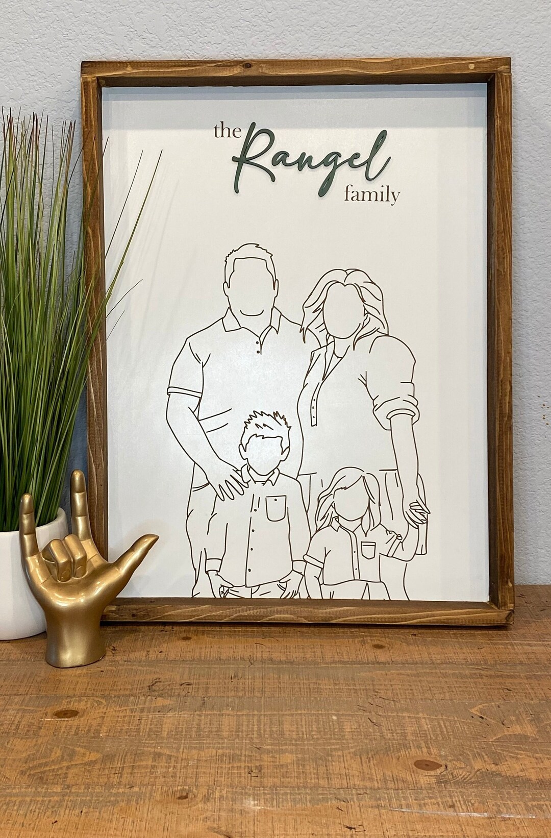 Custom Faceless Family Portraits 16'x 22 With Rustic Frame/laser ...