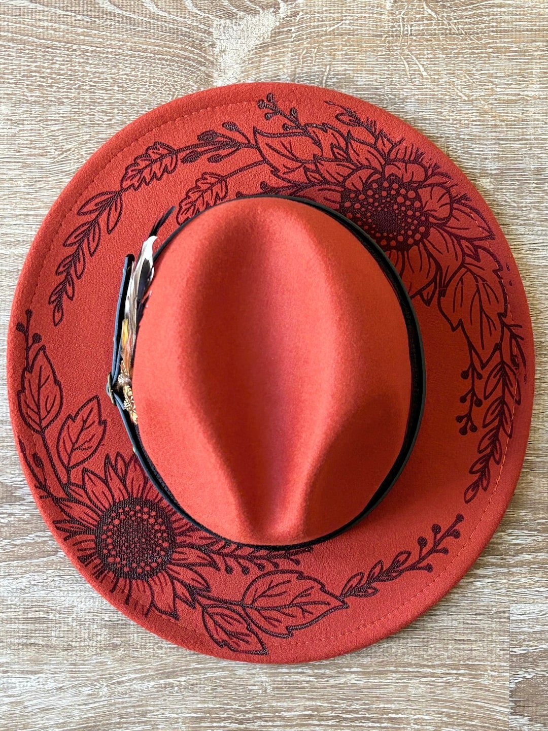 Custom Laser Engraved Hat | Laser Engraved Wide Brim Hat | Custom Hat | Sunflower Hat | Western ...