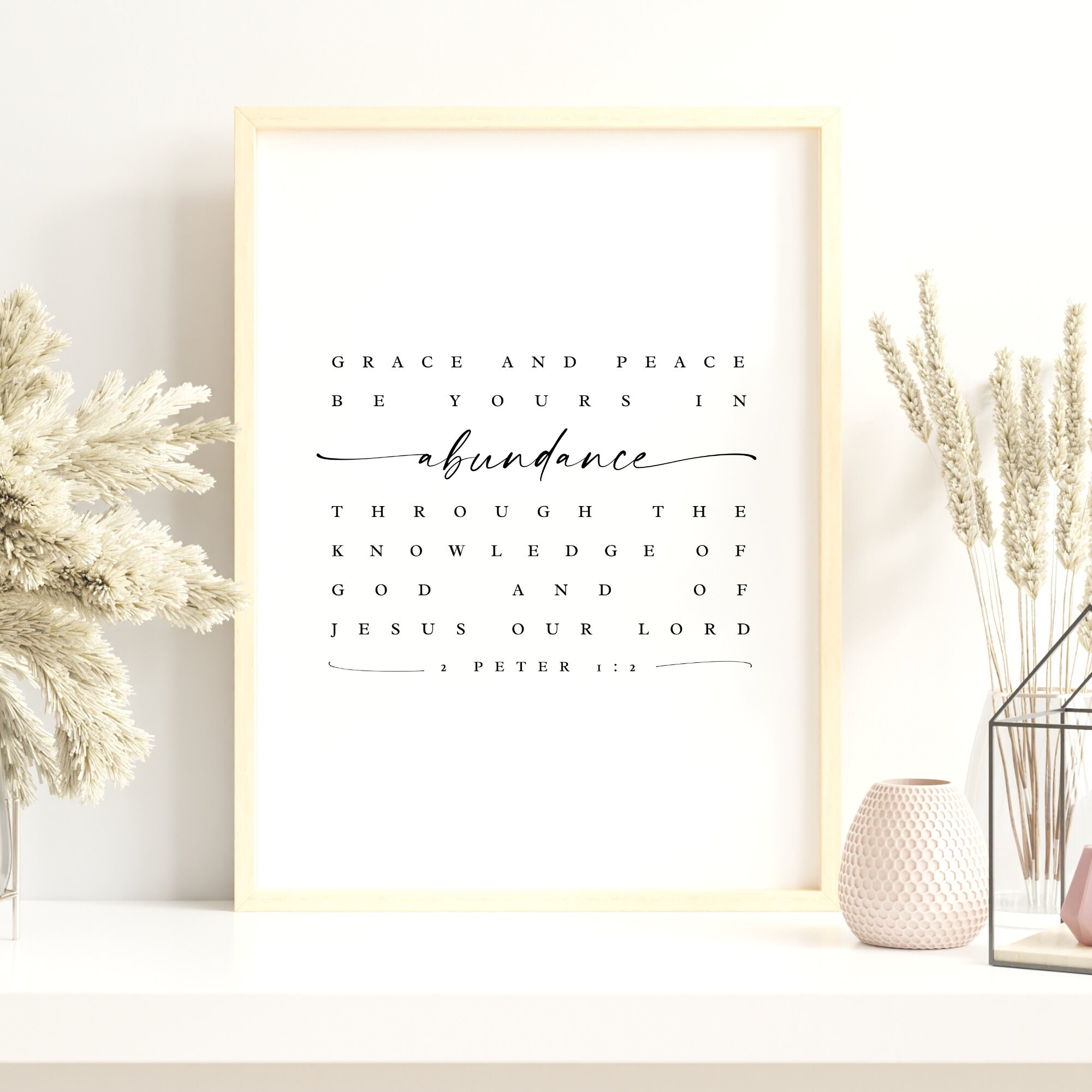 2 PETER 1:2 Grace Peace Be Yours in Abundance | Bible Verse Printable ...