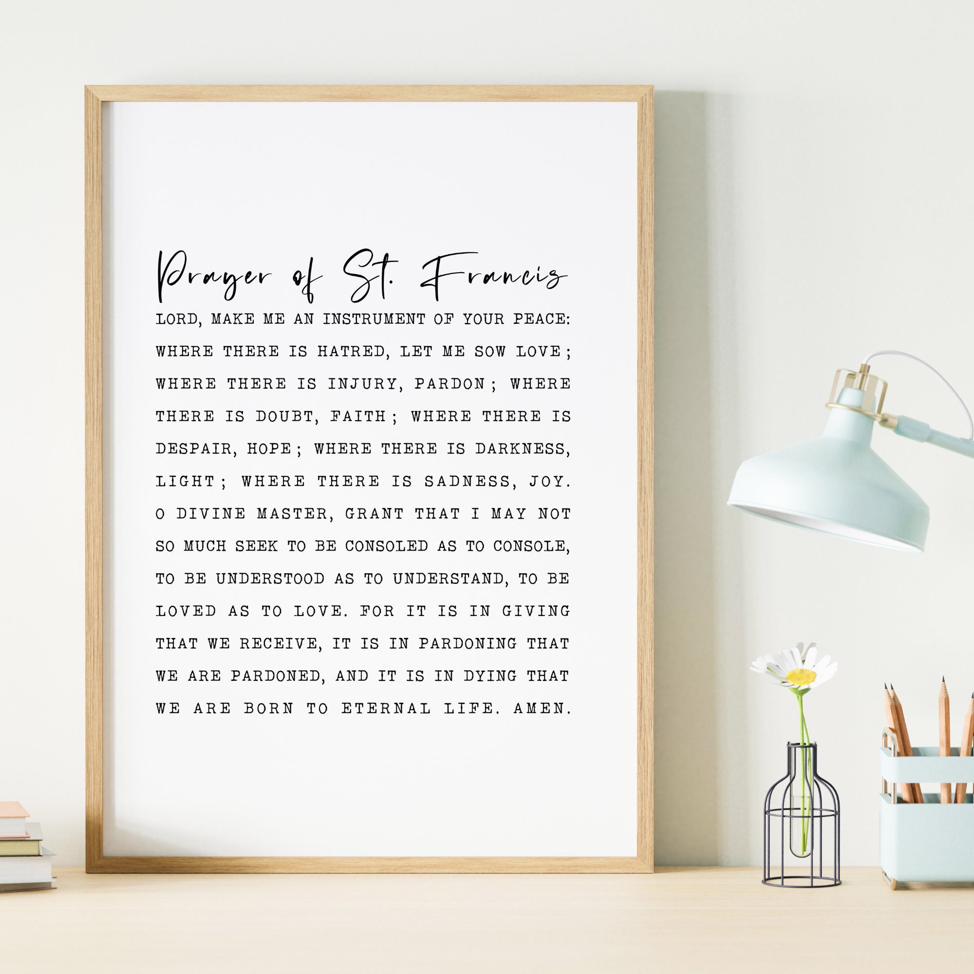 Prayer of St Francis Wall Art Printable Saint Francis Peace Prayer ...