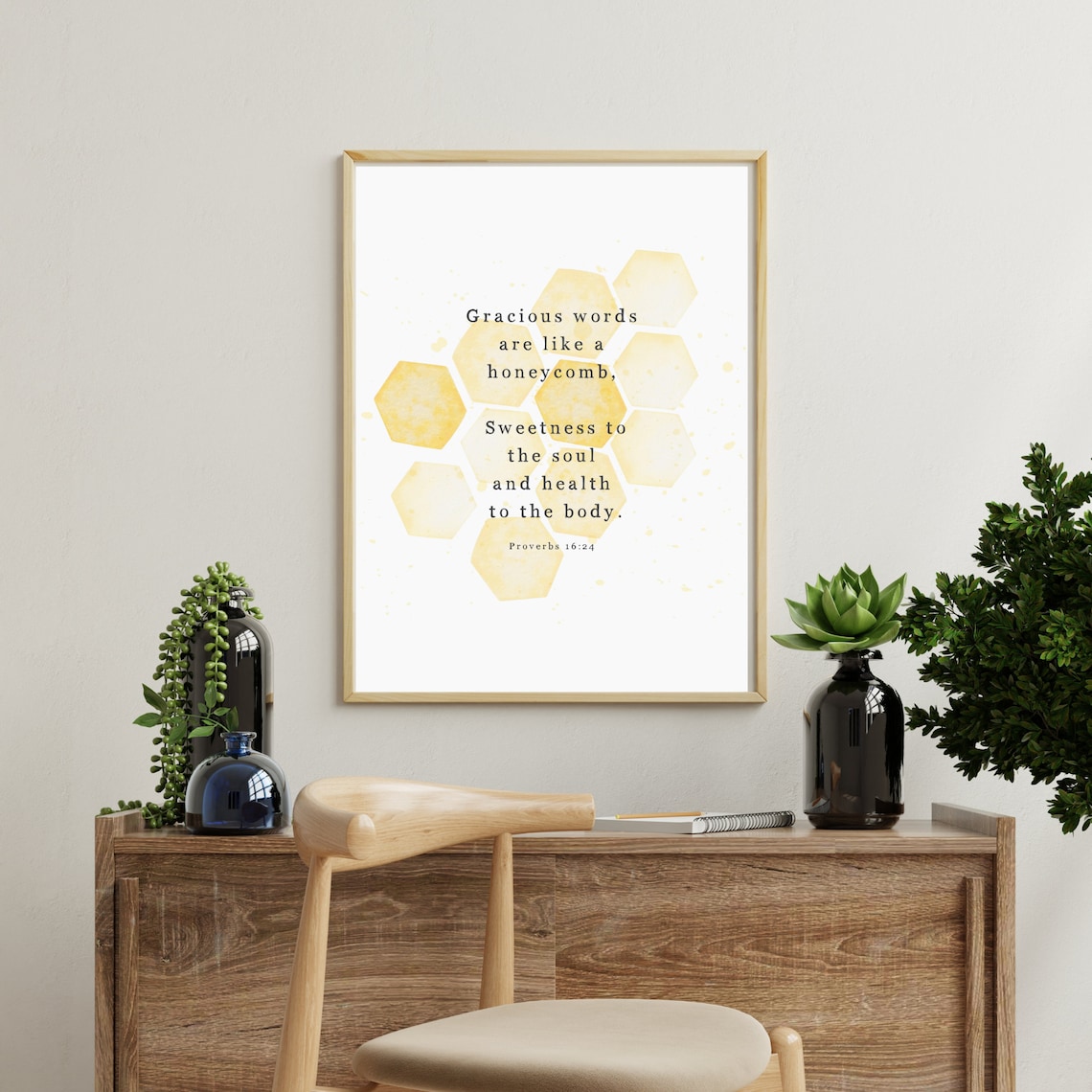 PROVERBS 16:24 Kind Words Are Like Honey Watercolor Bible Verse ...