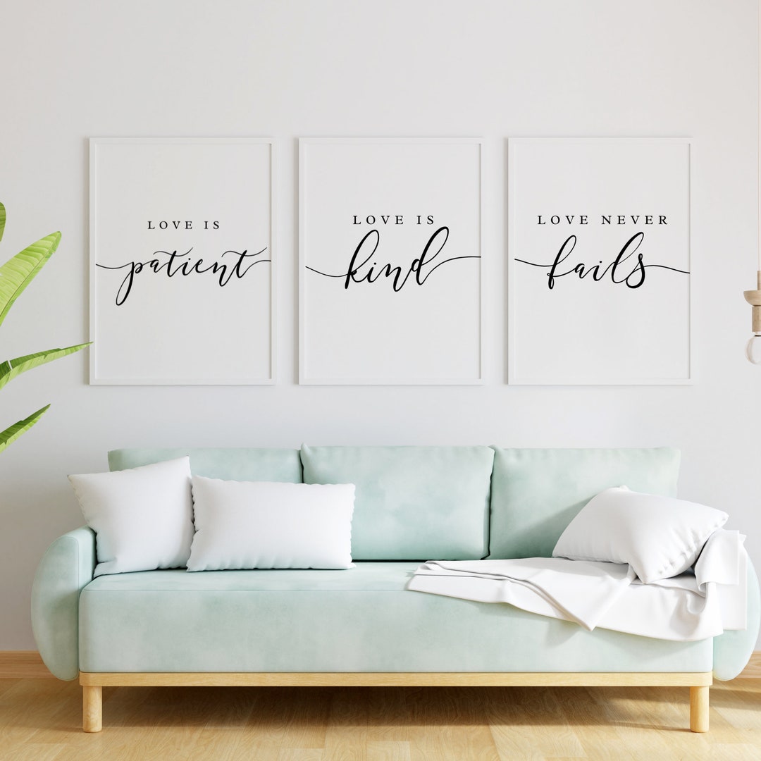 Bible Verse Printable Wall Art Set of 3 | Love is Patient, Love is Kind ...