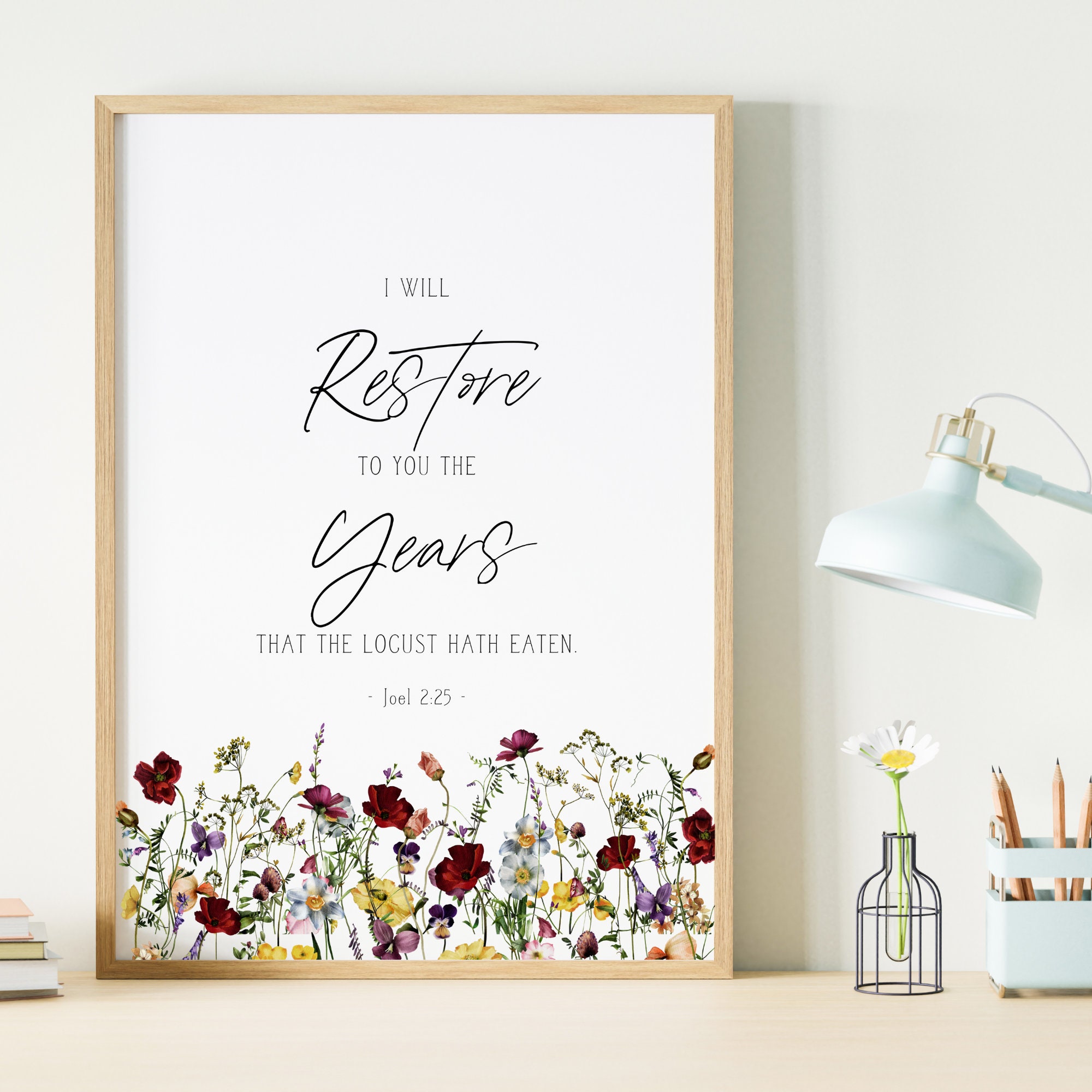 JOEL 2:25 Scripture Wall Decor | Bible Verse Printable Wall Art | I ...