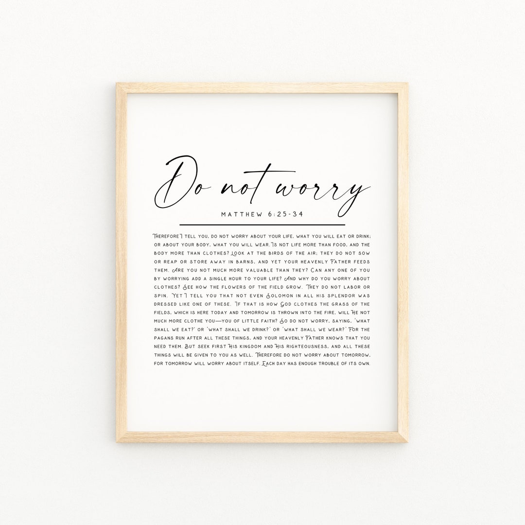 Do Not Worry About Your Life Scripture Word Art | Christian Artwork ...
