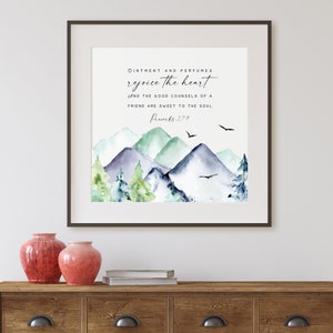 Proverbs 27:9 Christian Artwork Printable Bible Verse Wall Art Decor ...