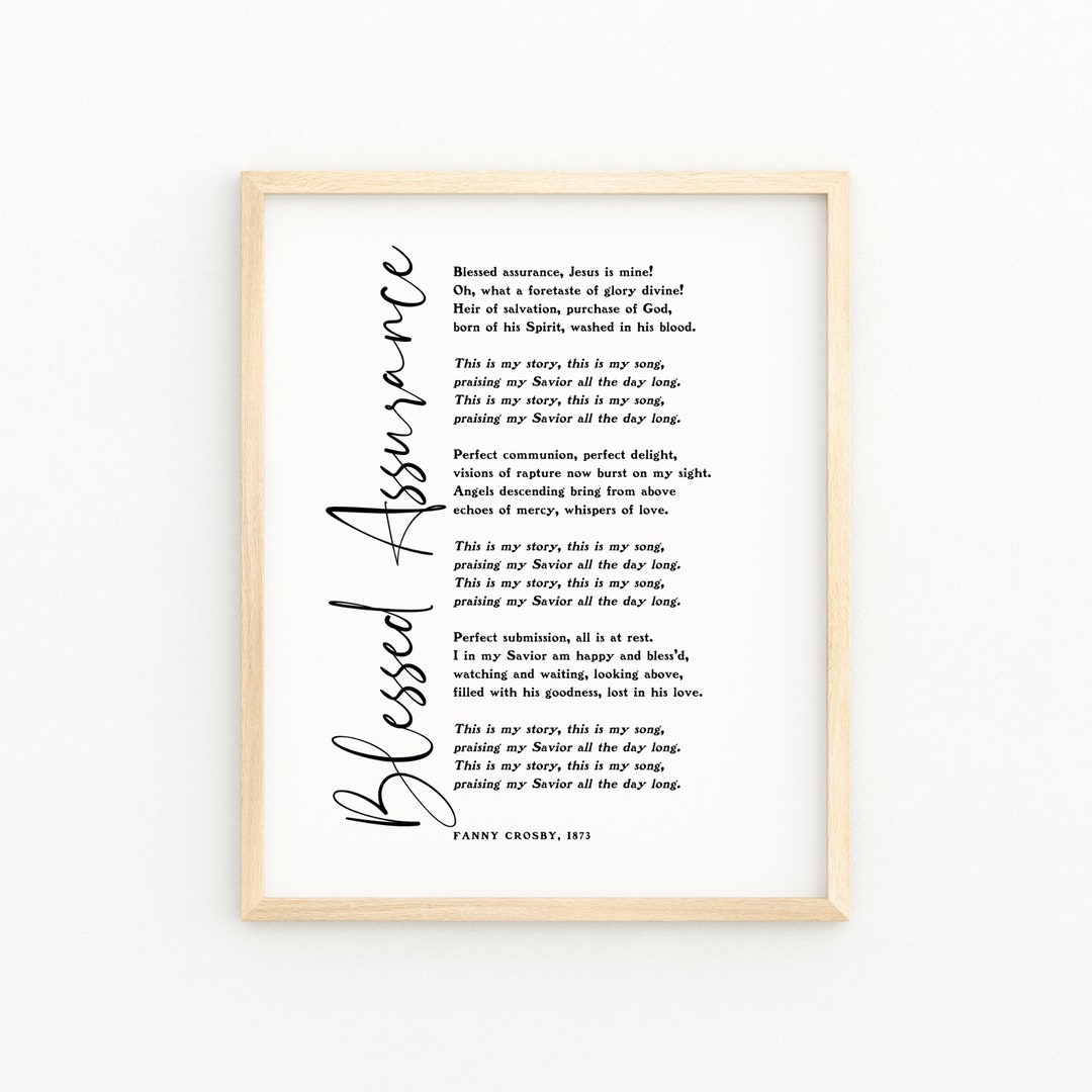 BLESSED ASSURANCE Christian Hymn Lyric Art Print | Hymn Printable Wall ...