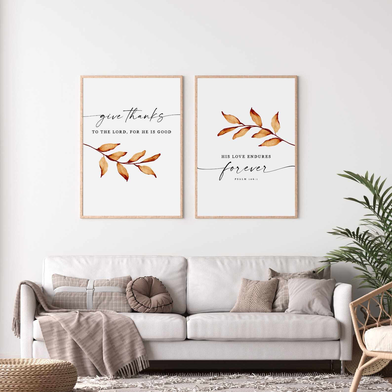 PSALM 106:1 Christian Wall Decor Set of 2 | Bible Verse Printable Wall ...