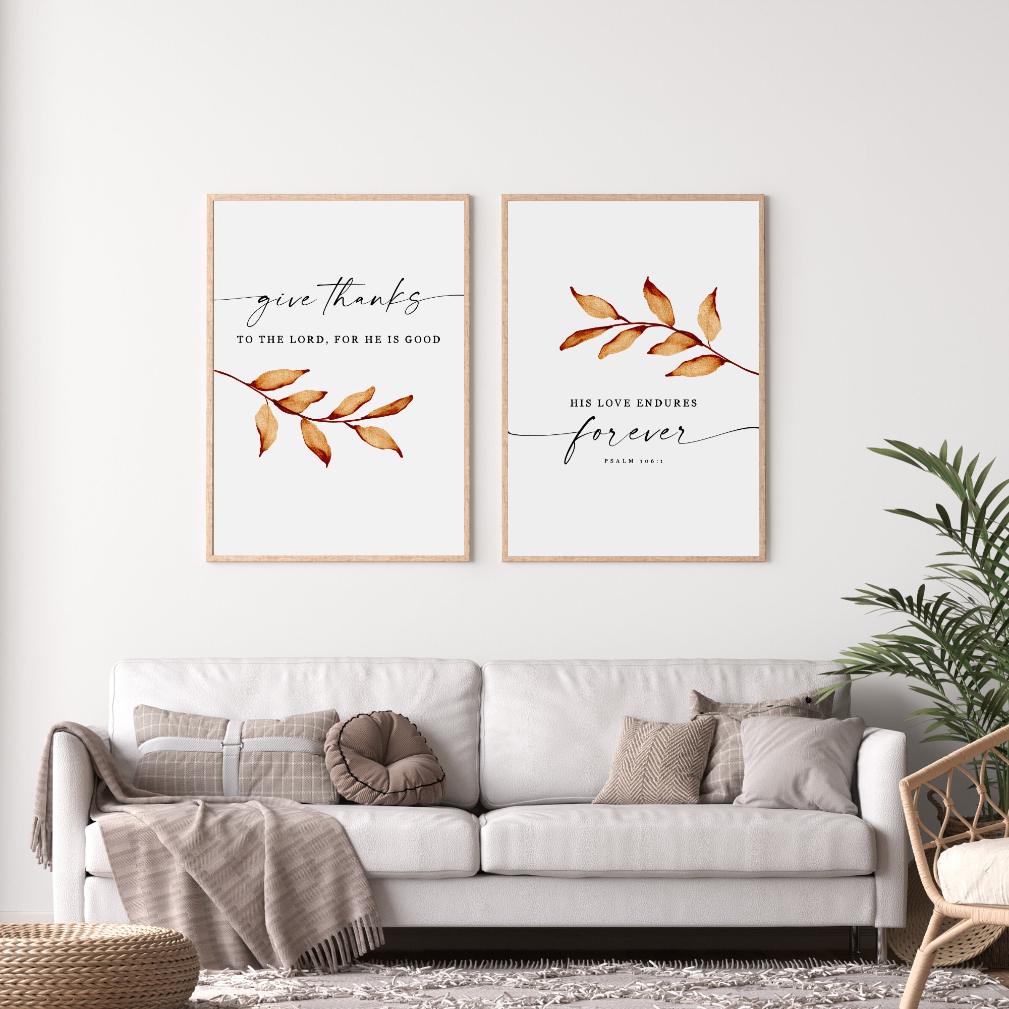 PSALM 106:1 Christian Wall Decor Set of 2 Bible Verse Printable Wall ...