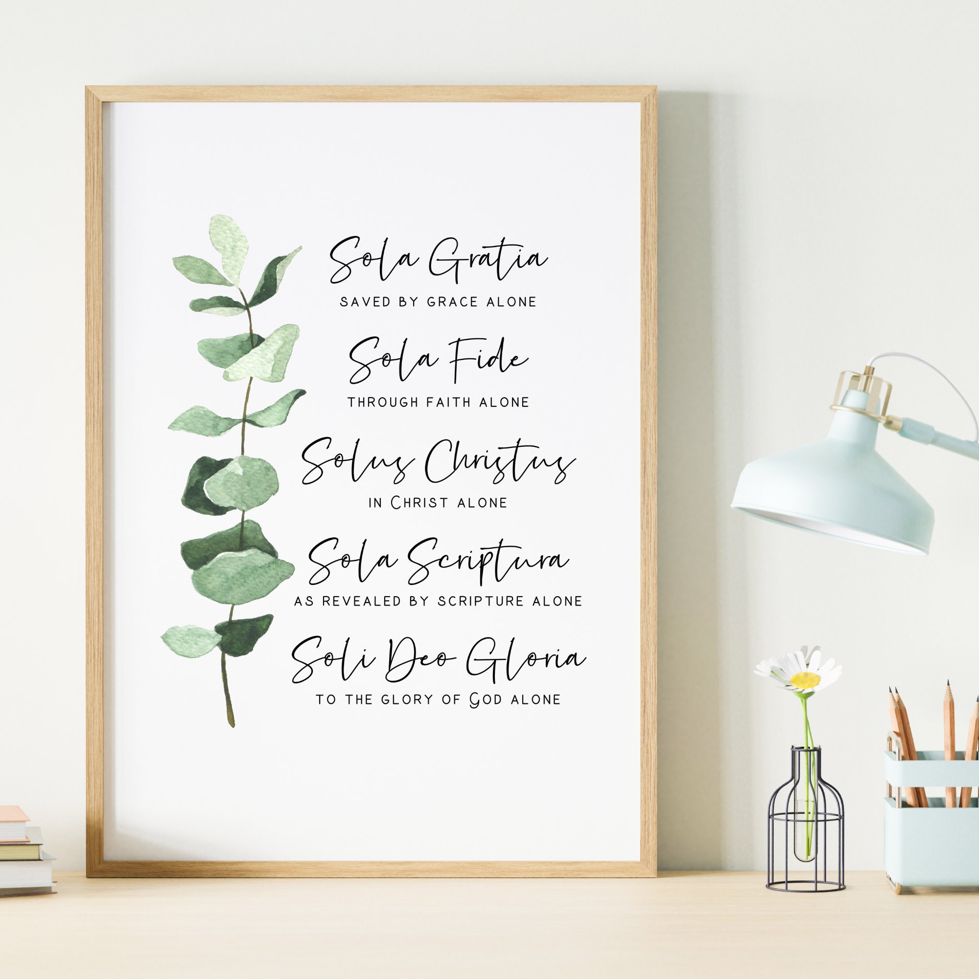 5 Solas Print Five Solas Poster Reformed Theology Reformation Wall Art ...