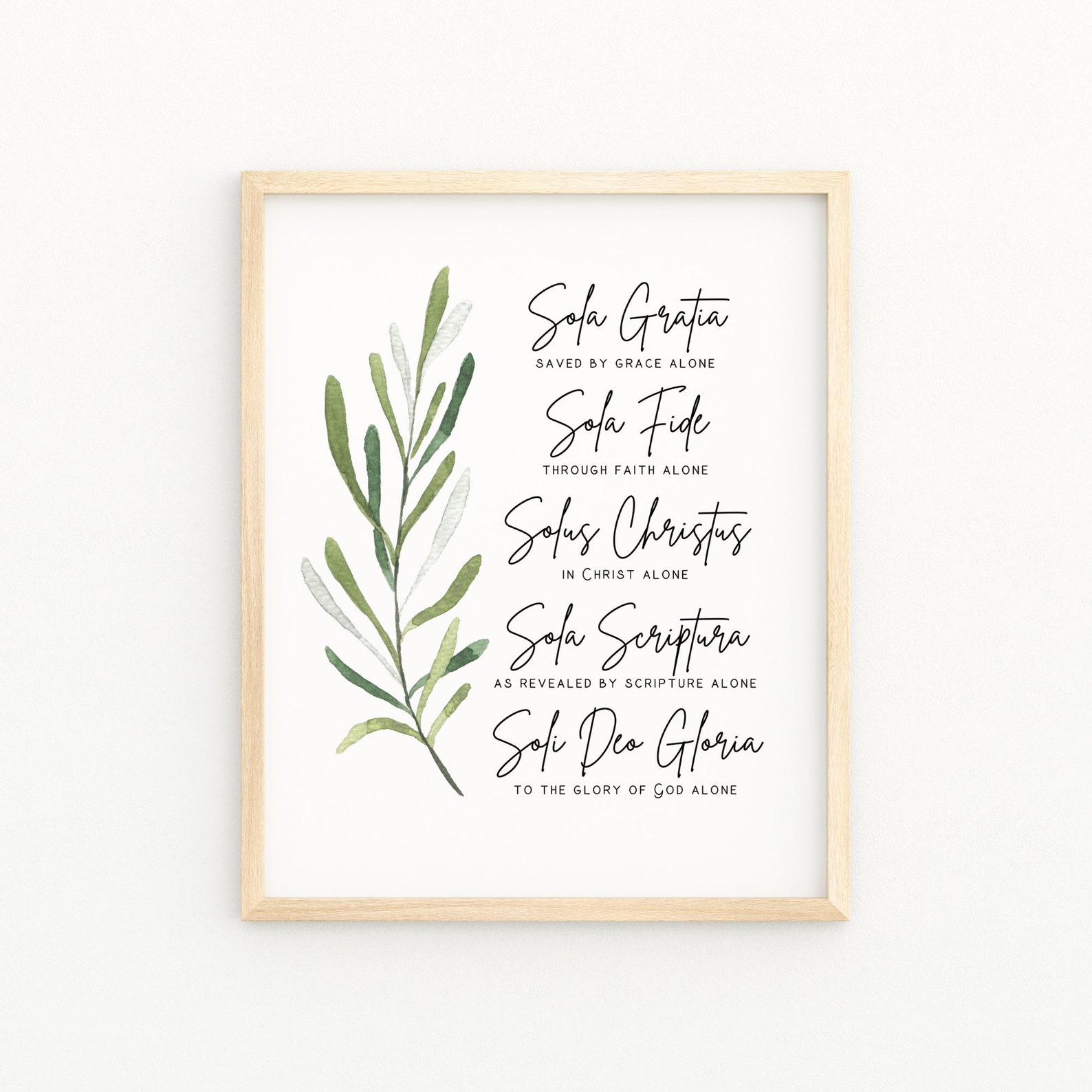 5 Solas Print Five Solas Printable Reformed Theology Wall Art ...