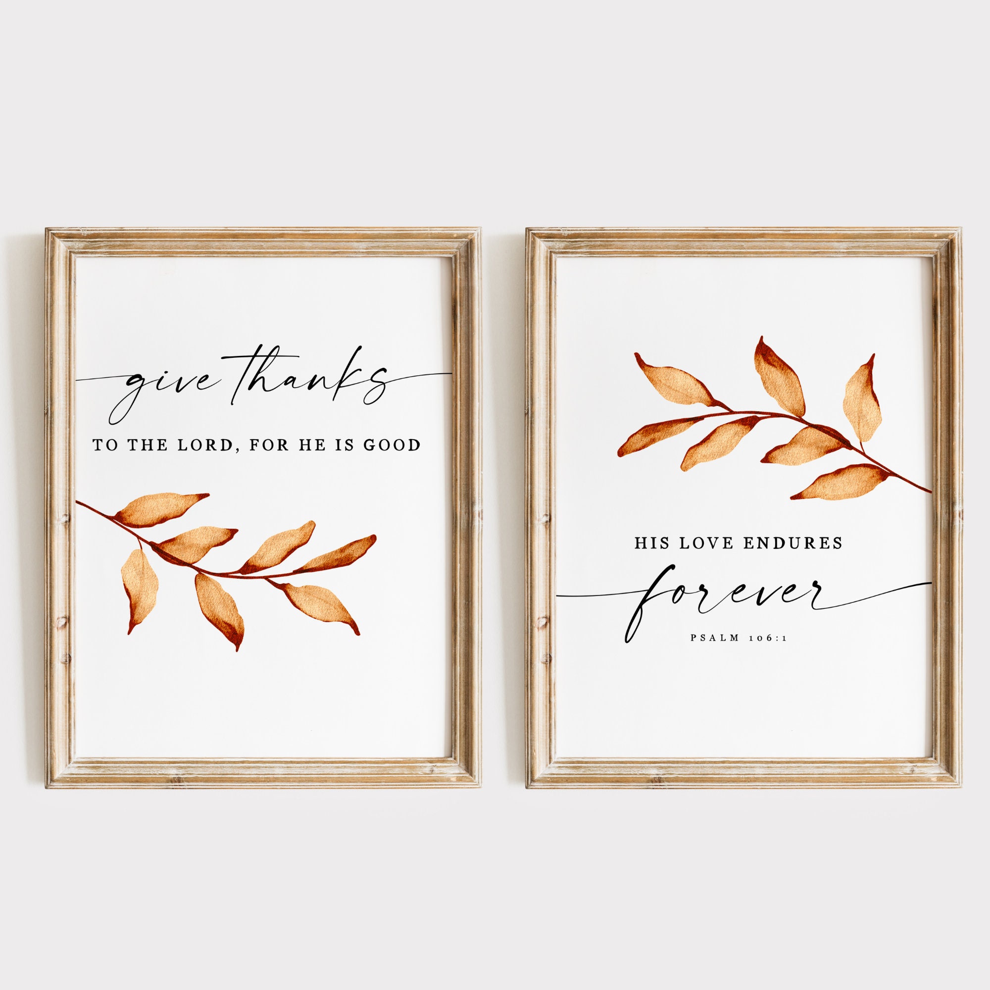 PSALM 106:1 Christian Wall Decor Set of 2 Bible Verse Printable Wall ...