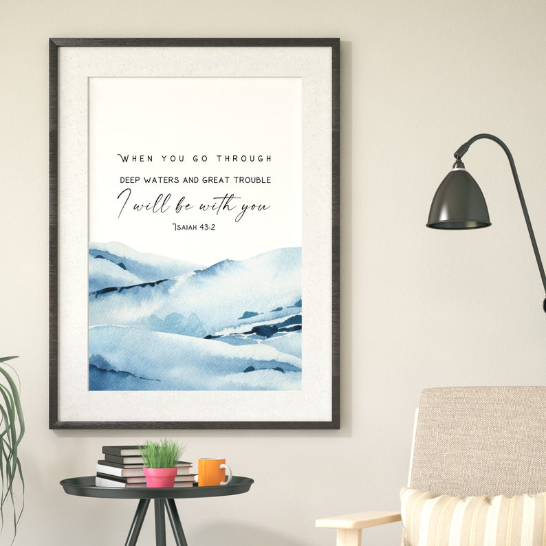 ISAIAH 43:2 Christian Wall Decor Bible Verse Printable Wall Art When ...