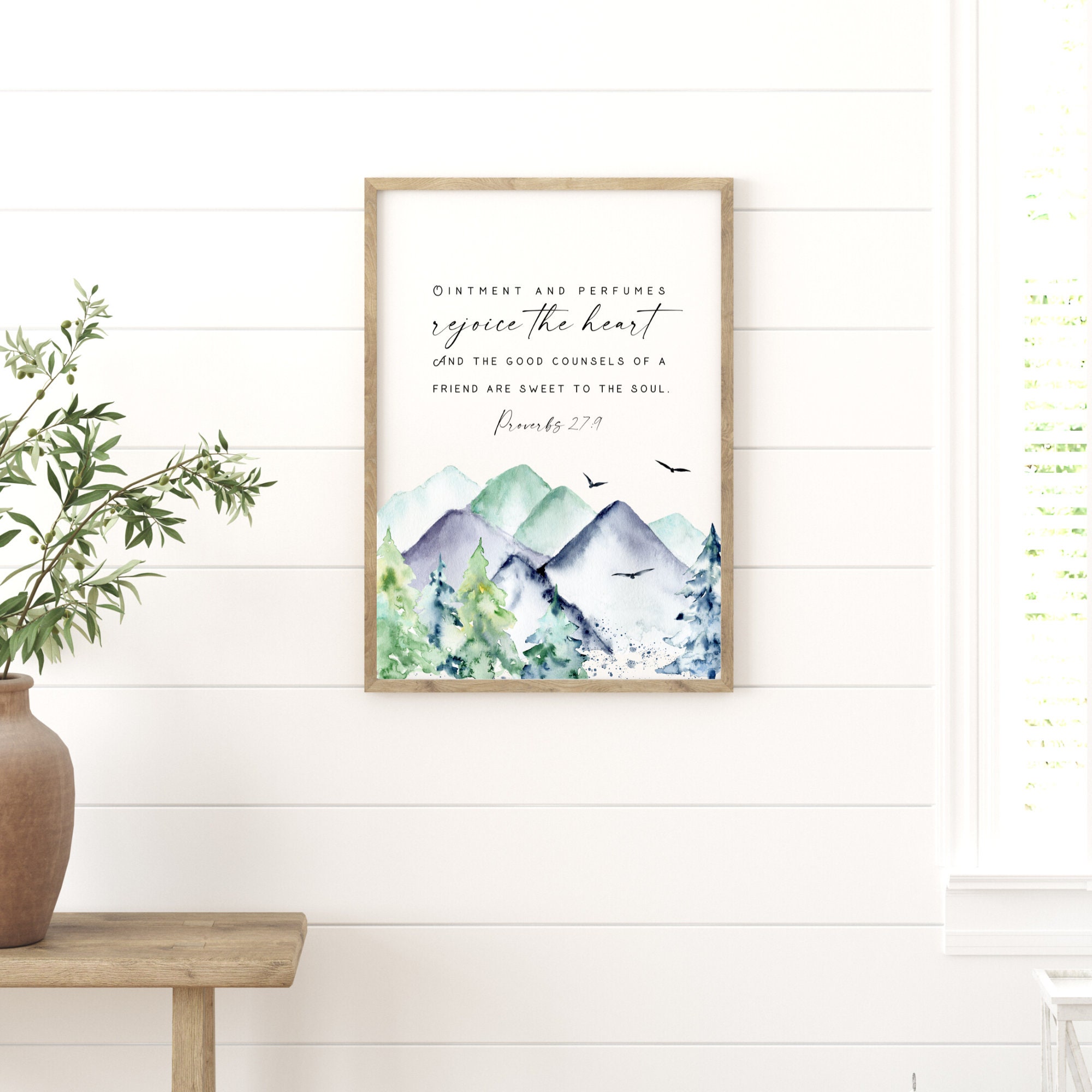 Proverbs 27:9 Christian Artwork Printable Bible Verse Wall Art Decor ...