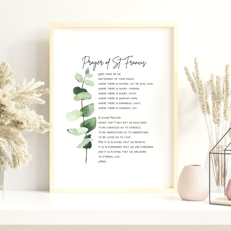 Prayer of St Francis Wall Art Printable Saint Francis Peace - Etsy