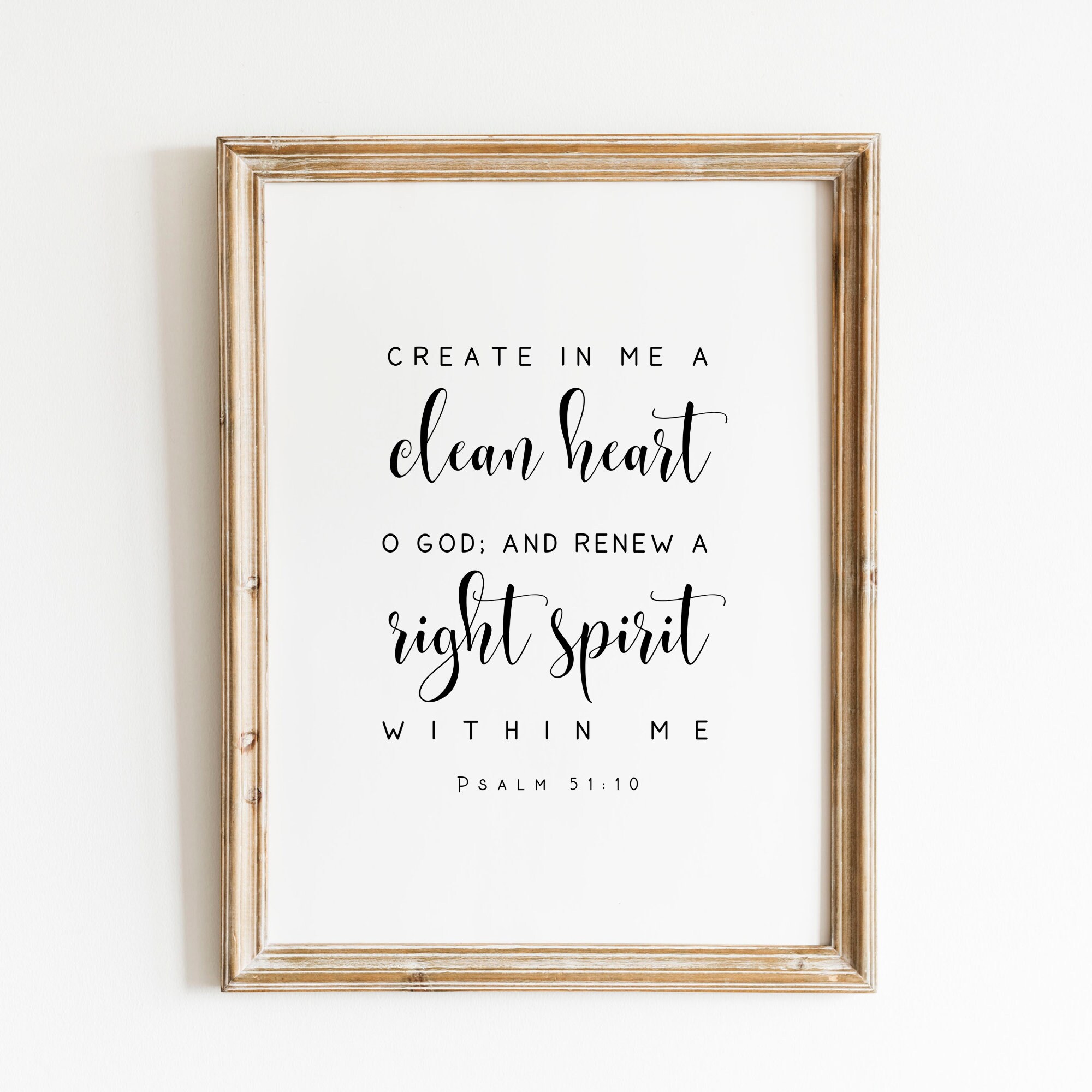 PSALM 51:10 Create in Me A Clean Heart | Bible Verse Printable Wall Art ...