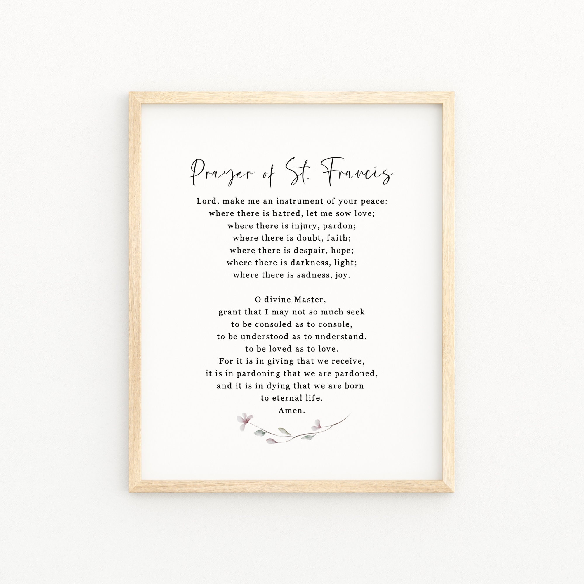 Prayer of St Francis Wall Art Printable | Saint Francis Peace Prayer ...