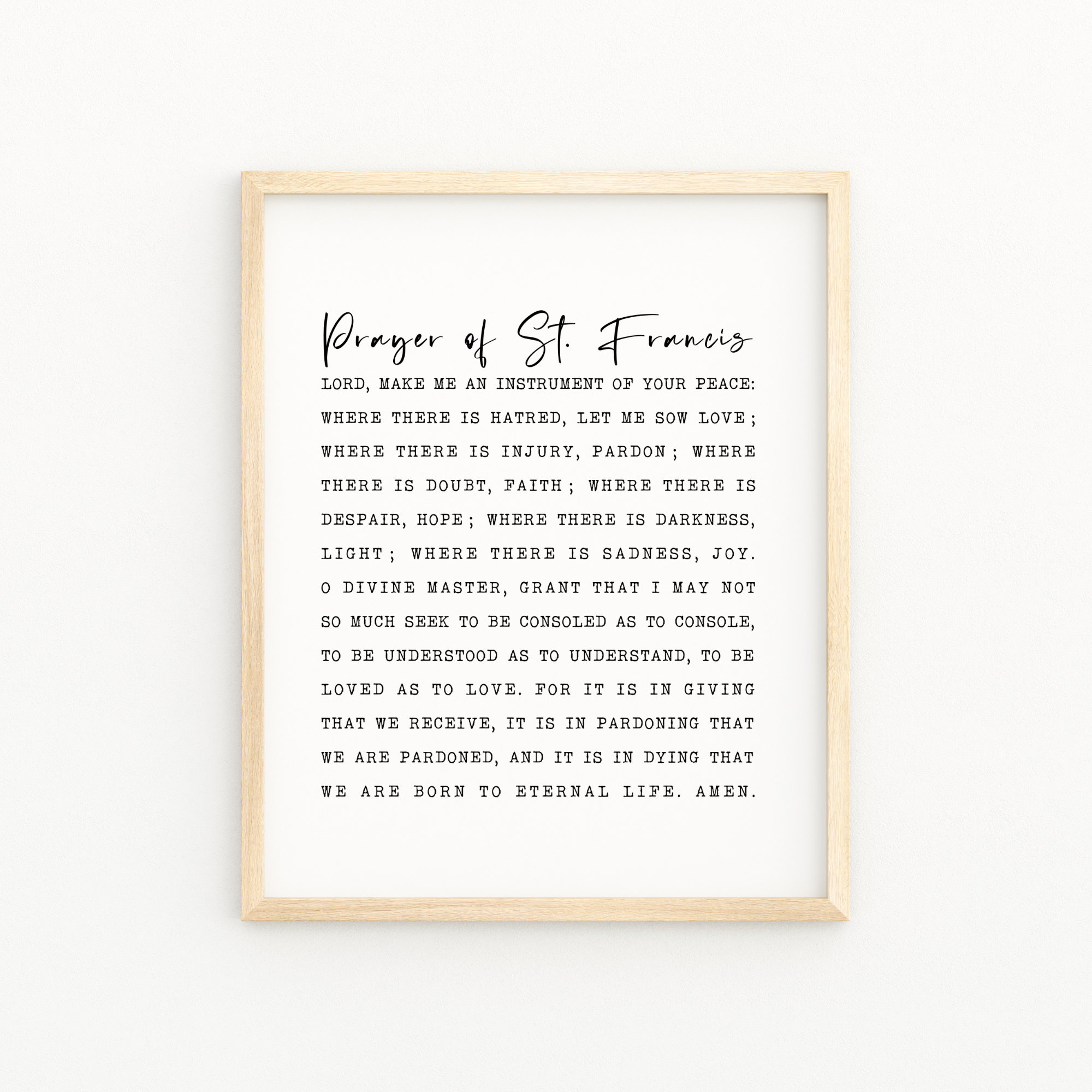 Prayer of St Francis Wall Art Printable Saint Francis Peace Prayer ...