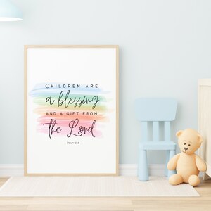 Psalm 127:3 Wall Art Print Watercolor Rainbow | Bible Verse Printable ...