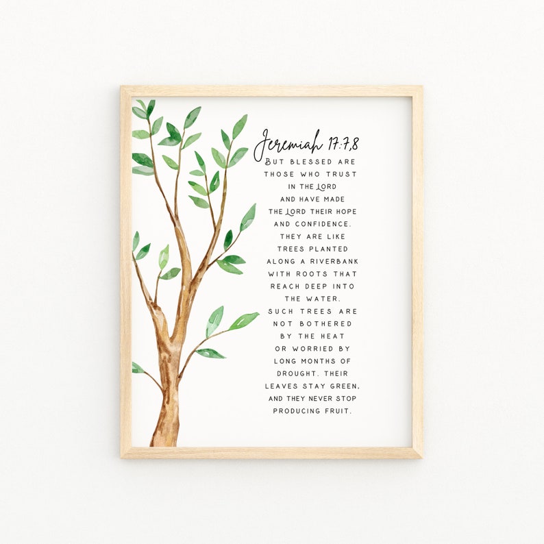 JEREMIAH 17:7-8 Scripture Home Decor | Bible Verse Printable Wall Art ...