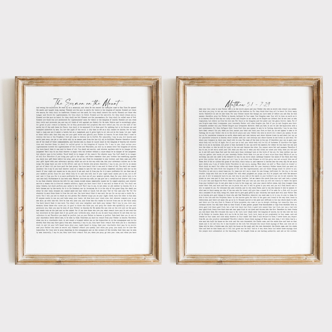 Sermon on the Mount NKJV Scripture Print Set of 2 | Bible Verse ...