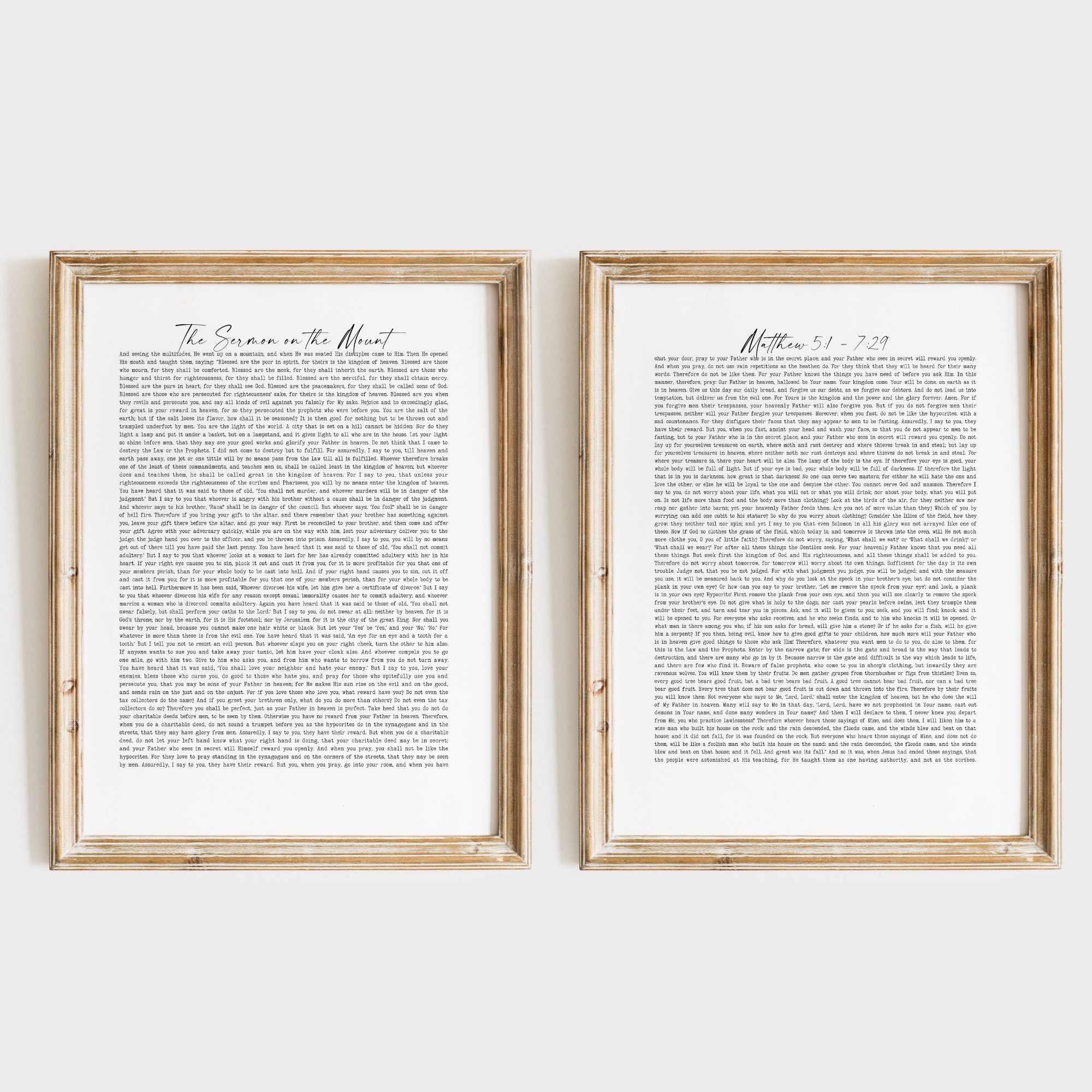 Sermon on the Mount NKJV Scripture Print Set of 2 Bible Verse Printable ...