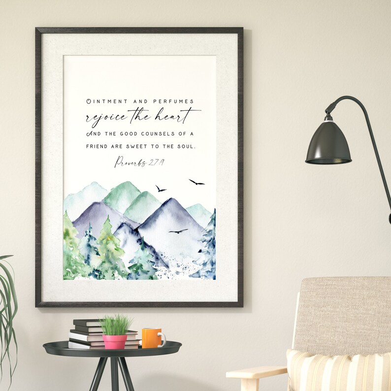 Proverbs 27:9 Christian Artwork Printable Bible Verse Wall Art Decor ...