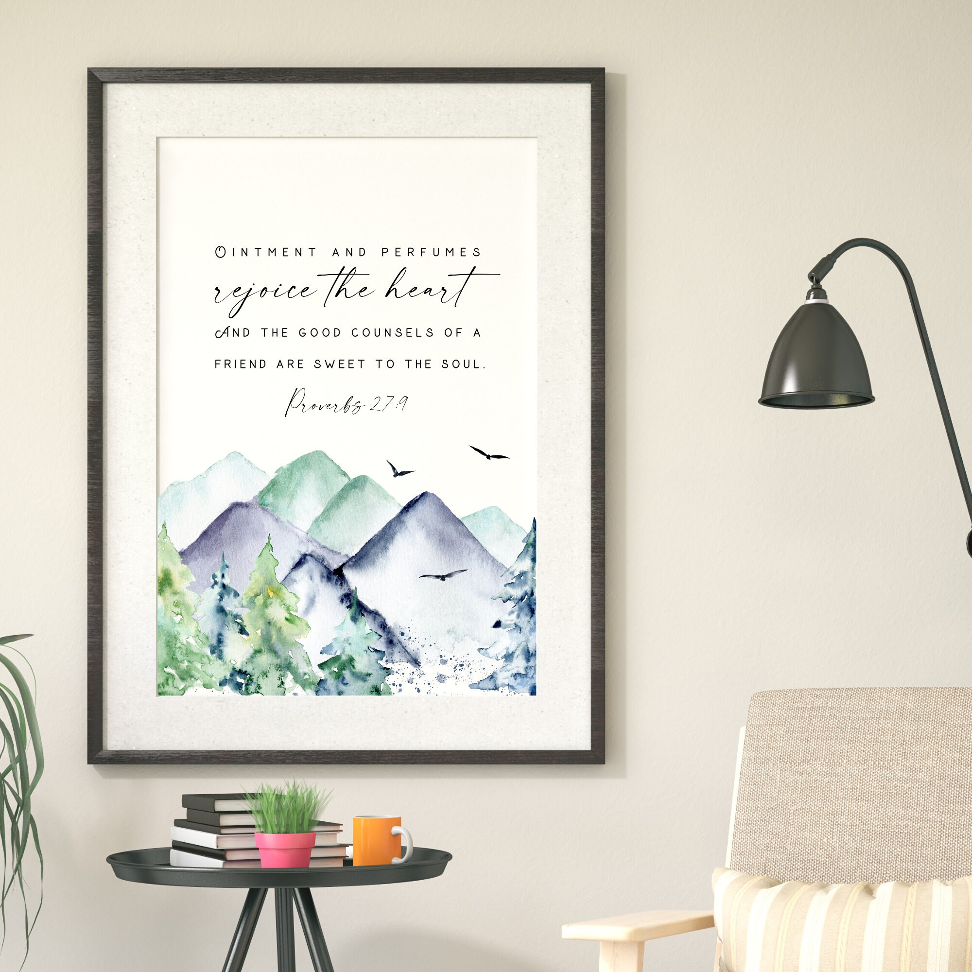 Proverbs 27:9 Christian Artwork Printable Bible Verse Wall Art Decor ...