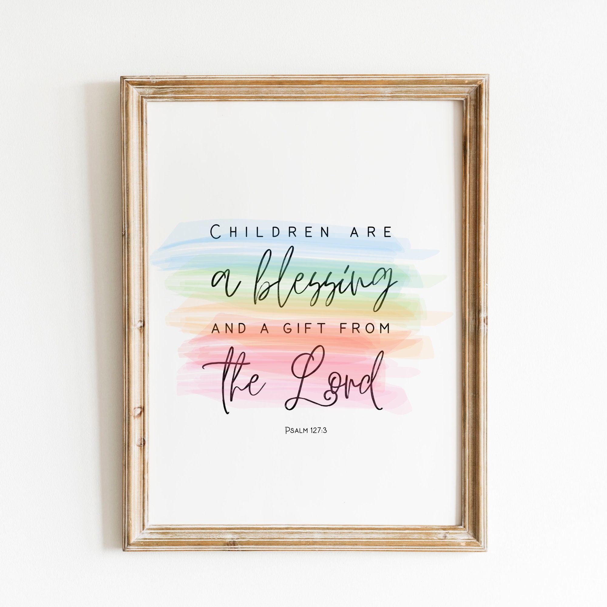 Psalm 127:3 Wall Art Print Watercolor Rainbow Bible Verse Printable ...