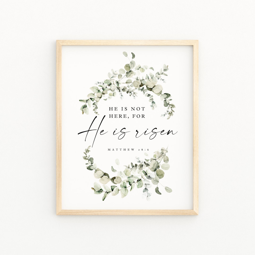 He is Not Here for He is Risen Matthew 28:6 Easter Wall Art, Christian ...