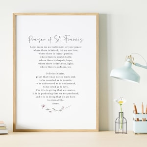 Prayer of St Francis Wall Art Printable | Saint Francis Peace Prayer ...