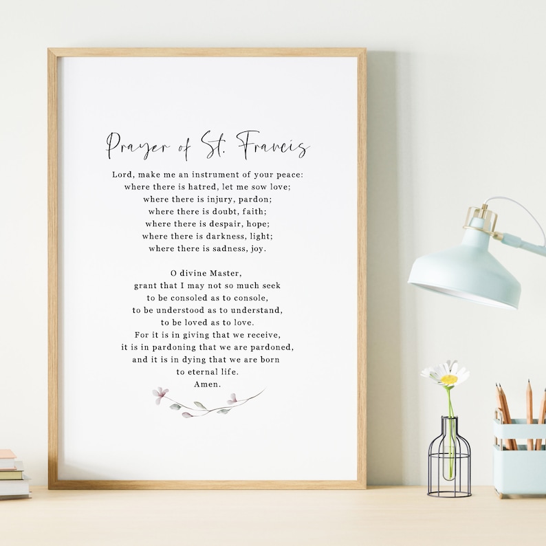 Prayer of St Francis Wall Art Printable | Saint Francis Peace Prayer ...