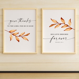 PSALM 106:1 Christian Wall Decor Set of 2 | Bible Verse Printable Wall ...