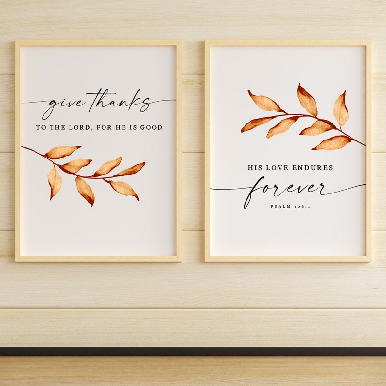 PSALM 106:1 Christian Wall Decor Set of 2 Bible Verse Printable Wall ...